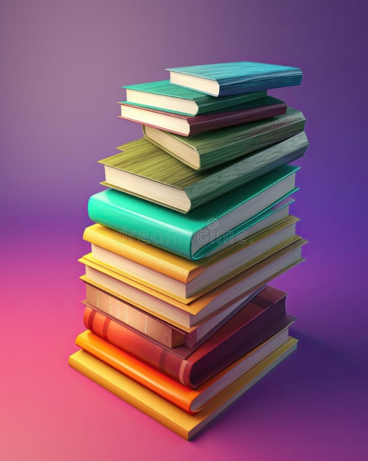 Simple Isometric Stack of Books on Gradient Background Stock ...