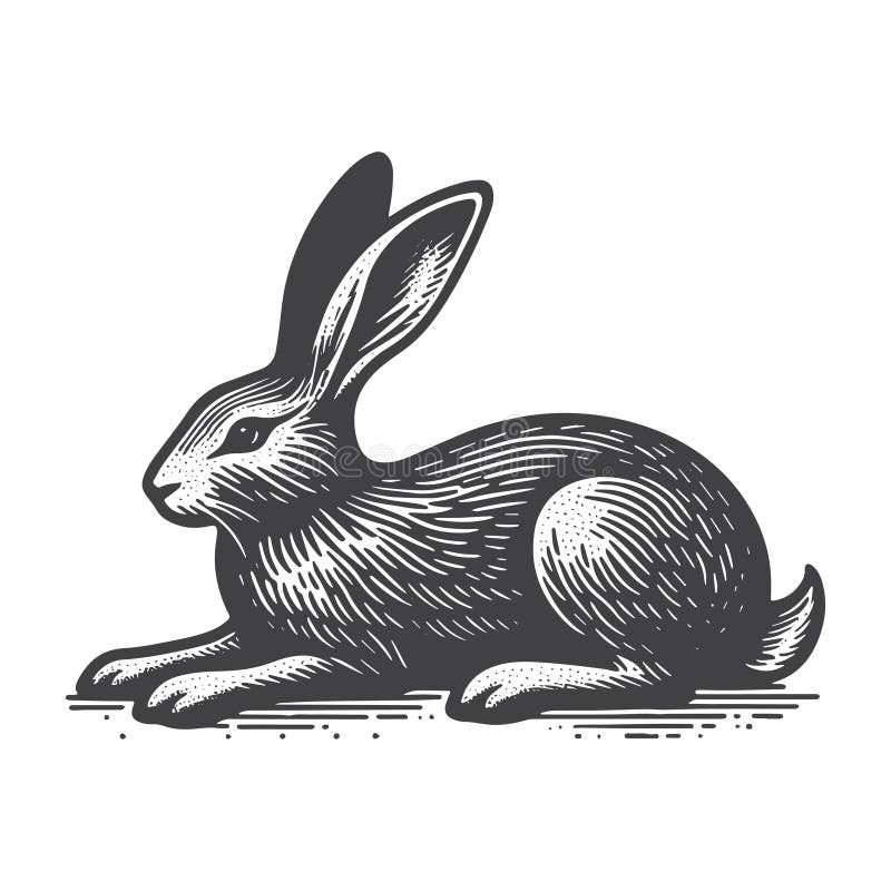Vintage Jackrabbit Lying Down Vector Icon Design. Stock Vector ...
