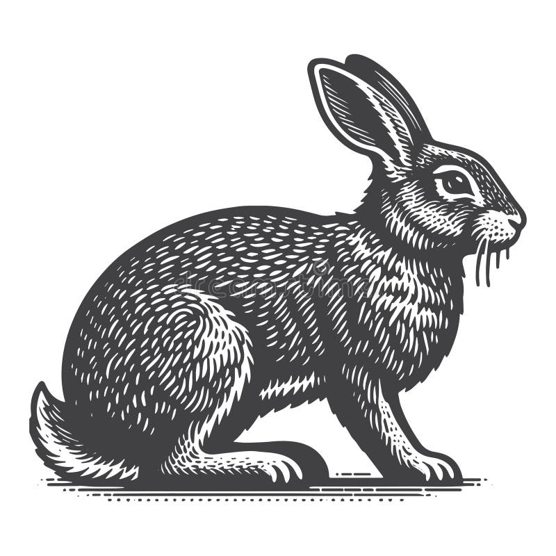Vintage Jackrabbit Sitting Vector Icon Design. Stock Vector ...