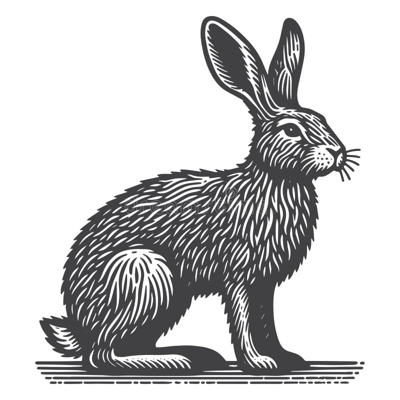 Retro Jackrabbit Sitting Vector Icon Design. Stock Vector ...