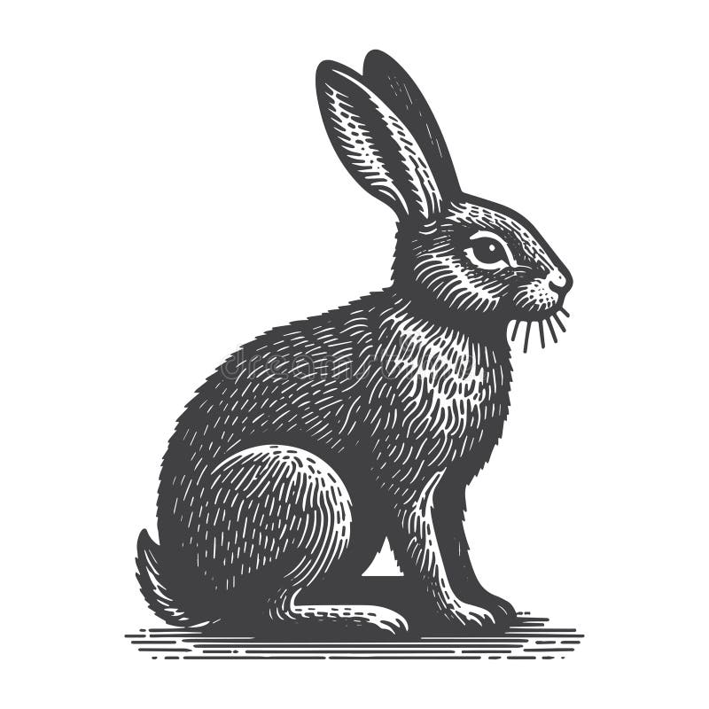 Vintage Jackrabbit Sitting Vector Icon Illustration. Stock Vector ...