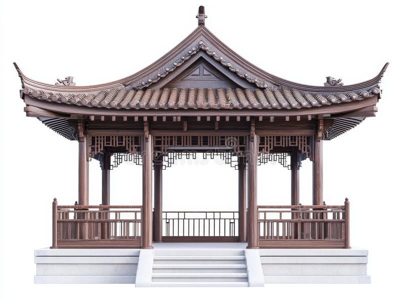 Simple Japanese Pagoda Featuring Wooden Architectural Elements on a ...