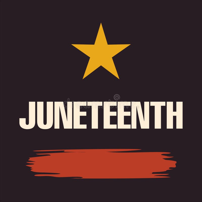 Simple Juneteenth Flat Vector Featuring Star and Brush Stroke in Pan ...