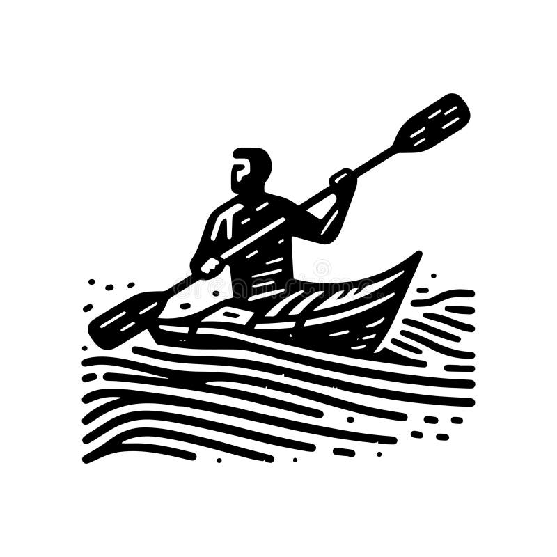 Simple Kayaker Vector Design Vintage Retro Logo Illustration. Stock ...