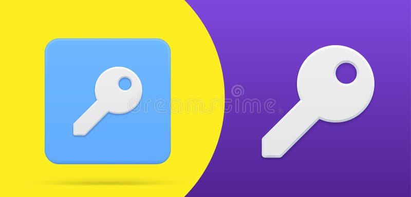 Simple Key 3d Icon Button Set Vector Illustration. Logotype Metallic ...