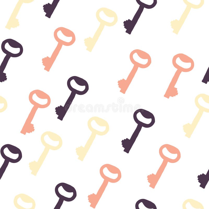 Simple Key Doodle Repeat Pattern Design Stock Vector - Illustration of ...