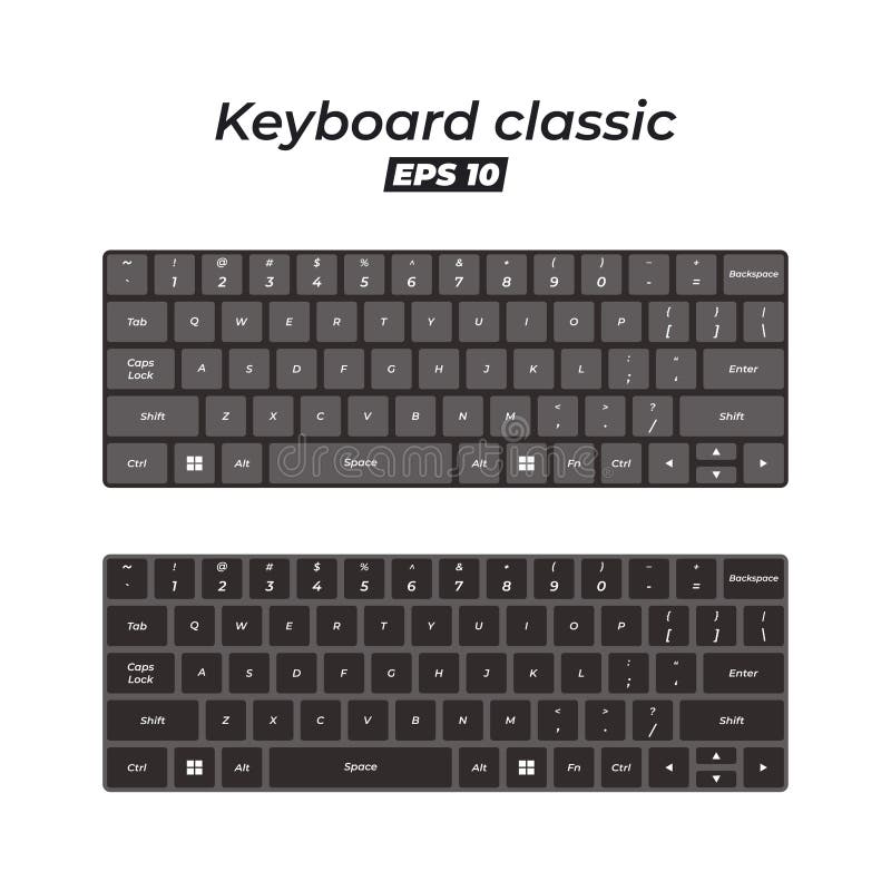 Simple Keyboard Vector. Classic Keyboard Stock Vector - Illustration of ...
