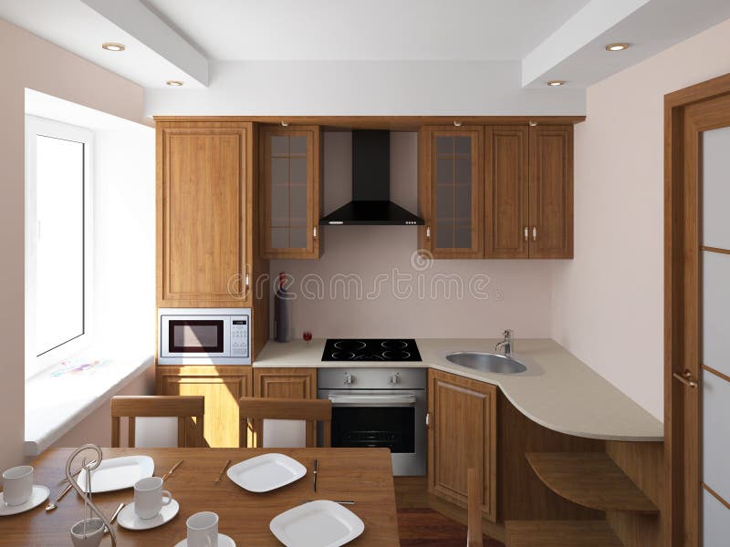 Simple kitchen stock illustration. Illustration of furniture - 12537788