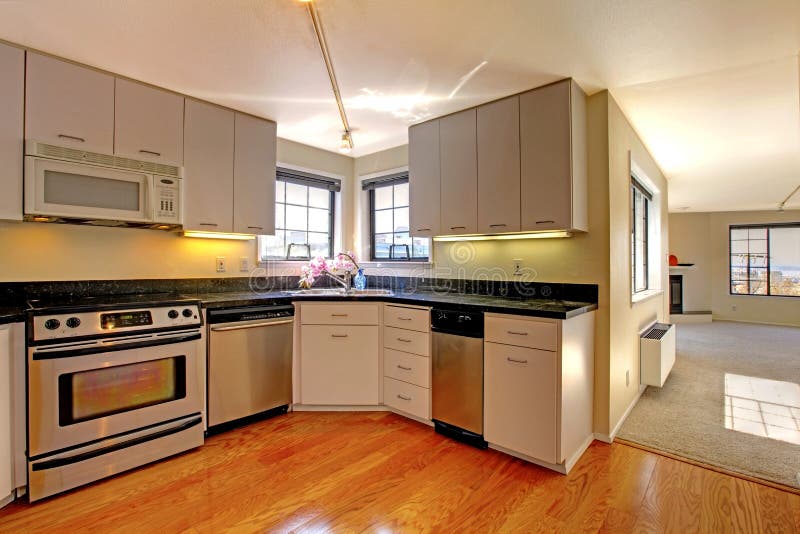 Simple Kitchen Area with Range Stock Image - Image of remodeled ...