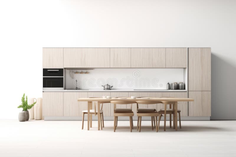 A Simple Kitchen Setup with a Table and Chairs, Suitable for Various ...