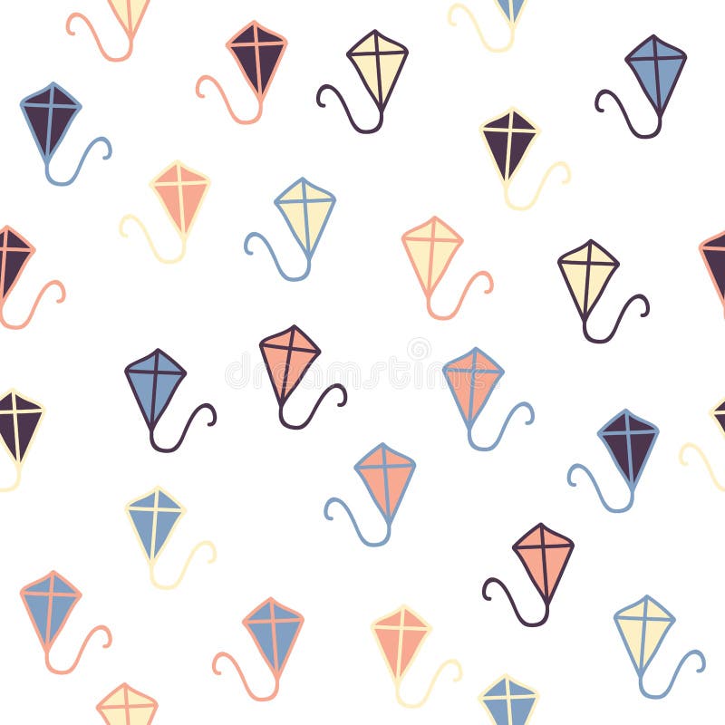 Simple Kite Doodle Repeat Pattern Stock Vector - Illustration of kite ...