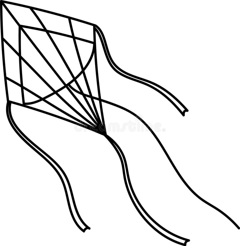Simple Kite with Ribbons stock vector. Illustration of outline - 370101432