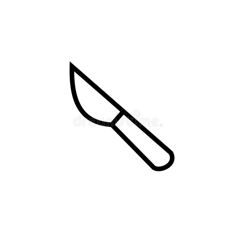 Simple Knife Icon Design with Line Drawing Style, Black and White Color ...