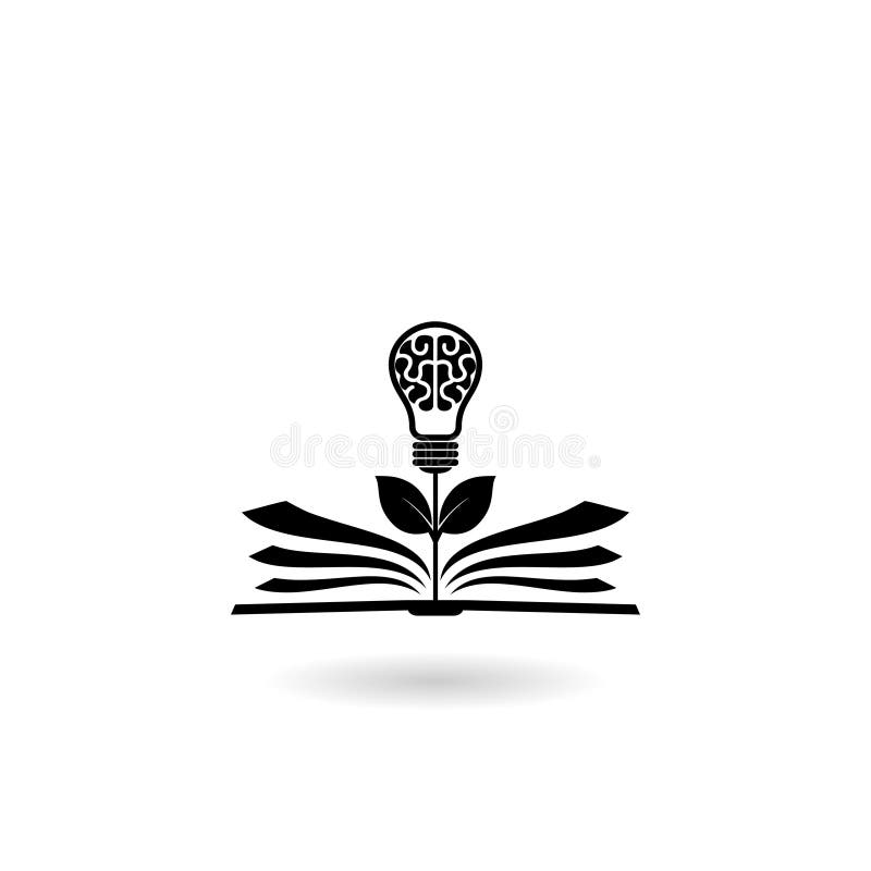 Simple Knowledge Icon with Shadow Stock Vector - Illustration of head ...