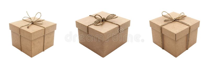 Simple Kraft Gift Box Collection Isolated on Transparent Background ...