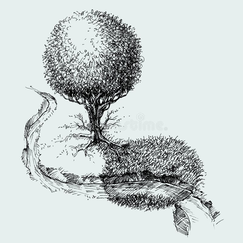 Simple Landscape Sketch Meadow Aerial View Stock Vector - Illustration ...