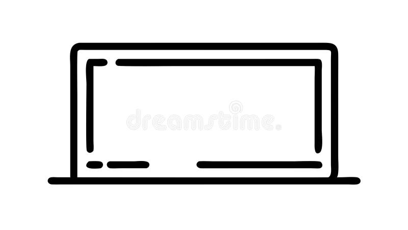Simple Laptop Computer Screen Outline Icon Technology Display , Vector ...