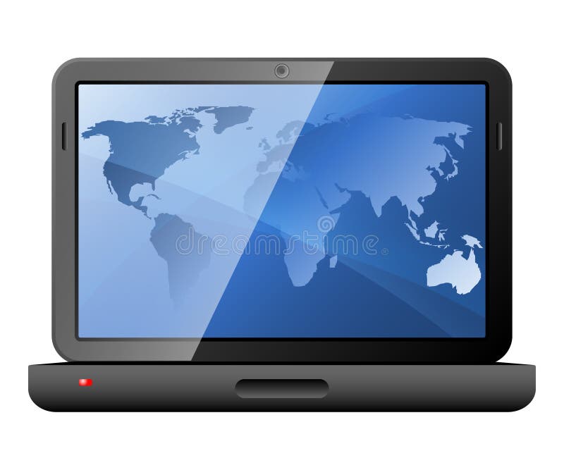 Laptop Icon with Play Button on the Screen in Flat Style on Transparent ...