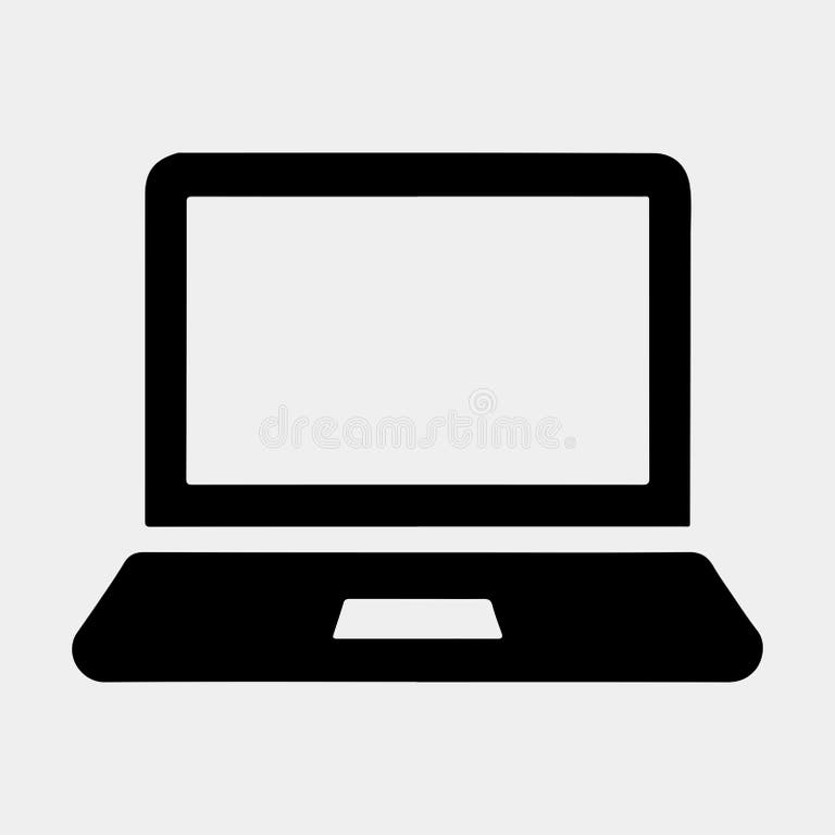 Simple Laptop Icon in Solid and Outline Styles Stock Illustration ...