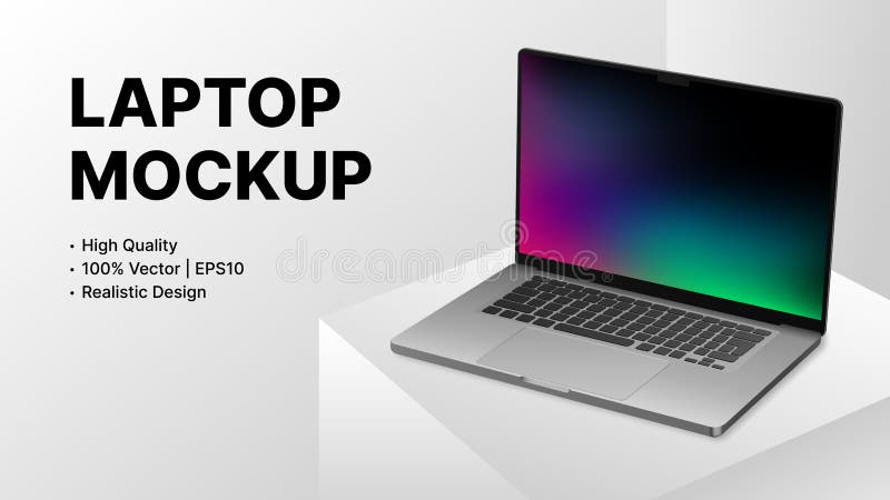 Simple Laptop Mockup on White Background. Minimalistic Banner Design ...