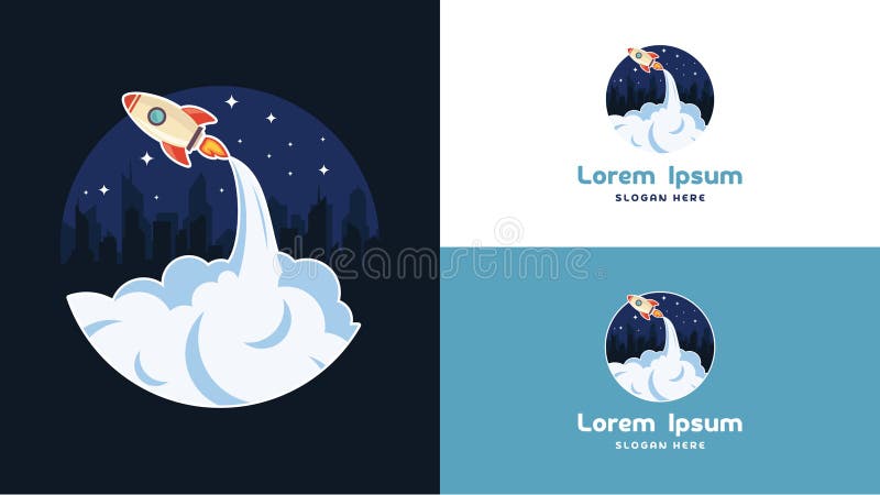 Simple Laptop, Phone, and Mobile Rocket Logo Design Template ...