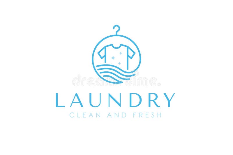 Simple Laundry Logo Design Template. Clothes, Water, Hanger, and ...