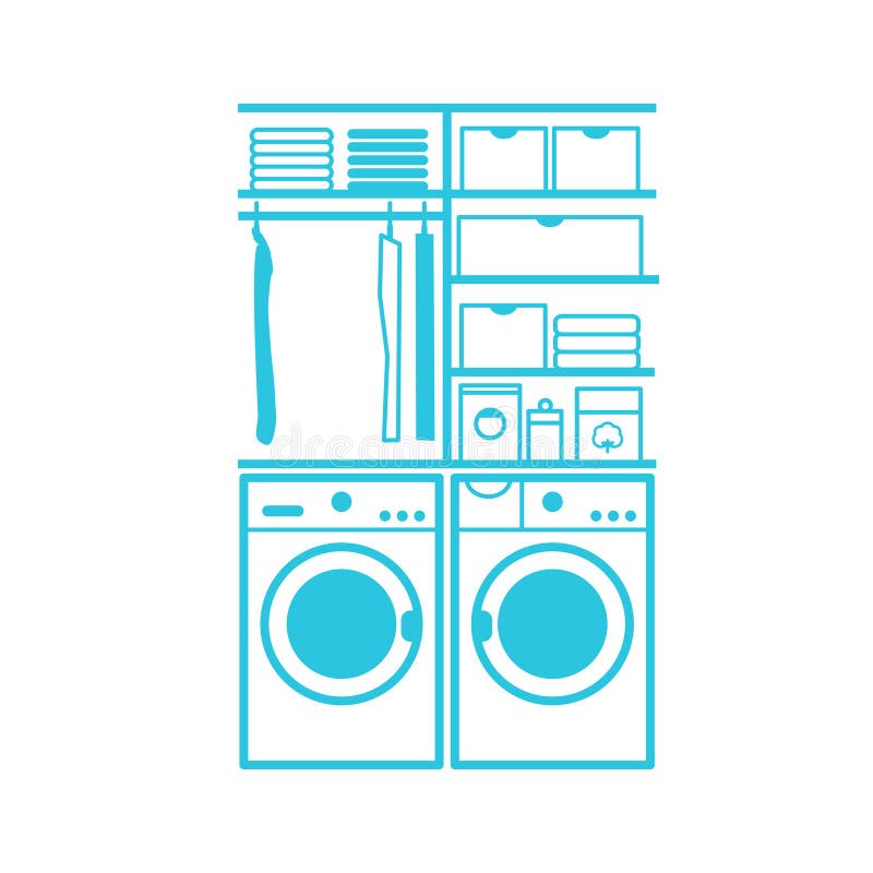 Simple Laundry Room Storage Stock Illustration - Illustration of ...