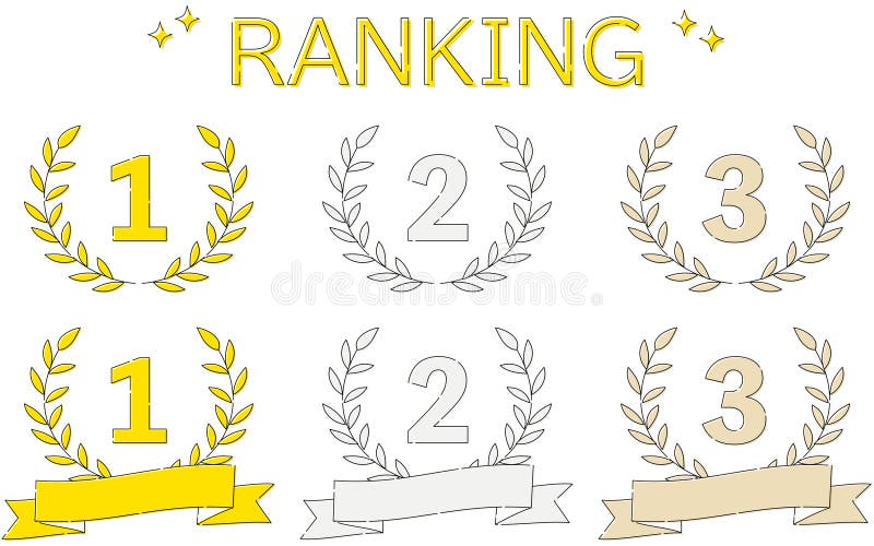 Simple Laurel Wreath and Label Ranking Icon Set, 1st-3rd Place Stock ...