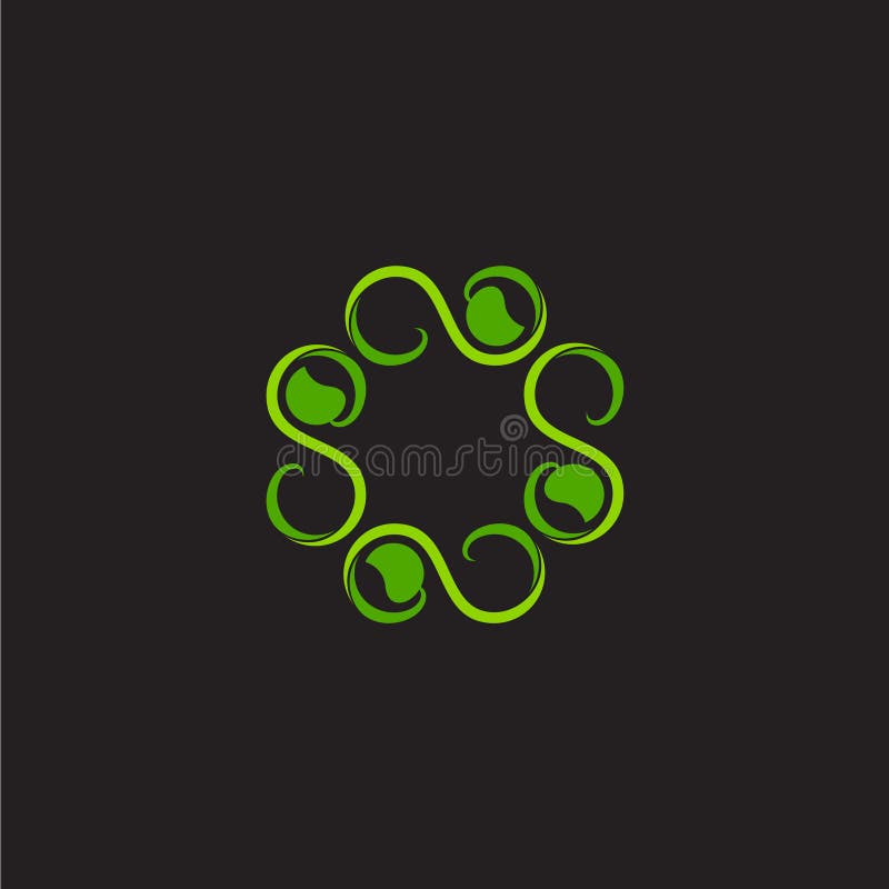 Simple Leaf Swirl Loop Curves Geometric Design Decoration Vector Stock ...
