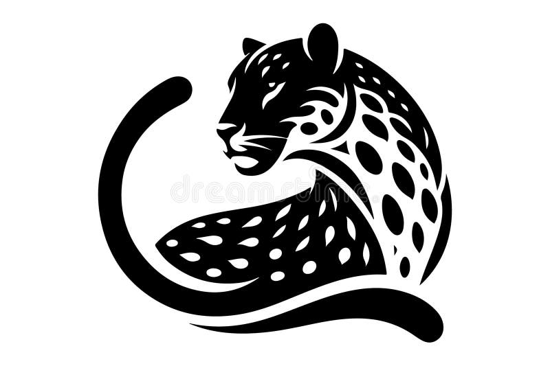 Simple Leopard Silhouette in Black Vector Art Stock Illustration ...