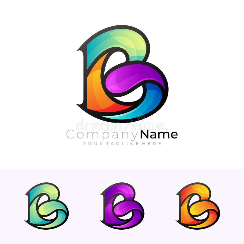 Simple Letter B Logo and Colorful Icons, 3d Colorful Logos Stock Vector ...