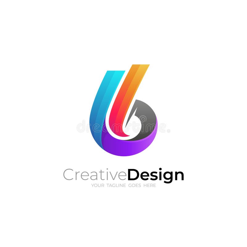 Simple Letter B Logo with 3d Colorful, Business Logos Stock Vector ...