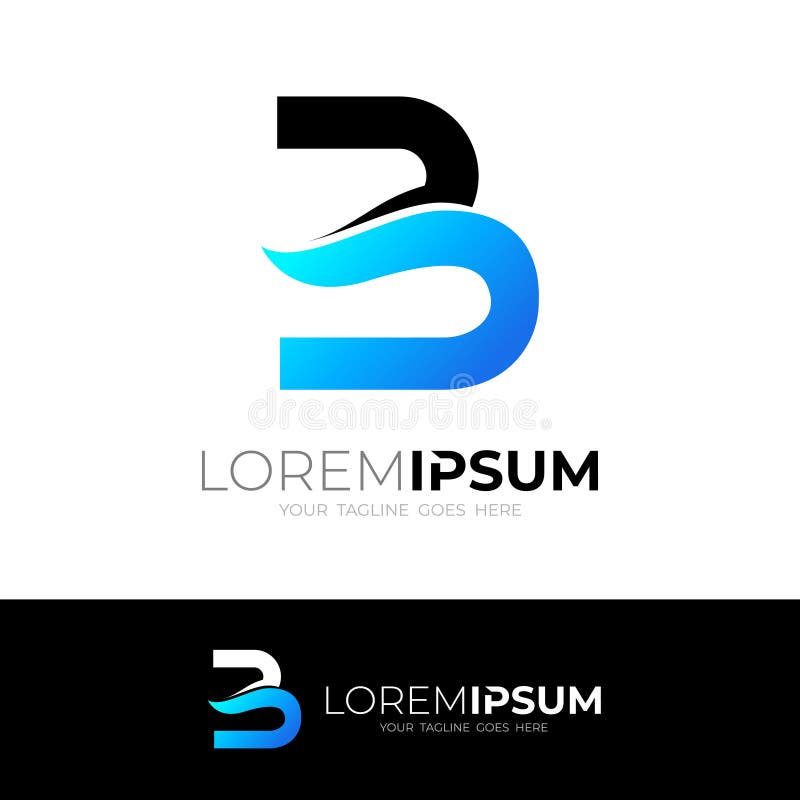 Simple Letter B Logo with Line Design, Letter B Wave Stock Vector ...