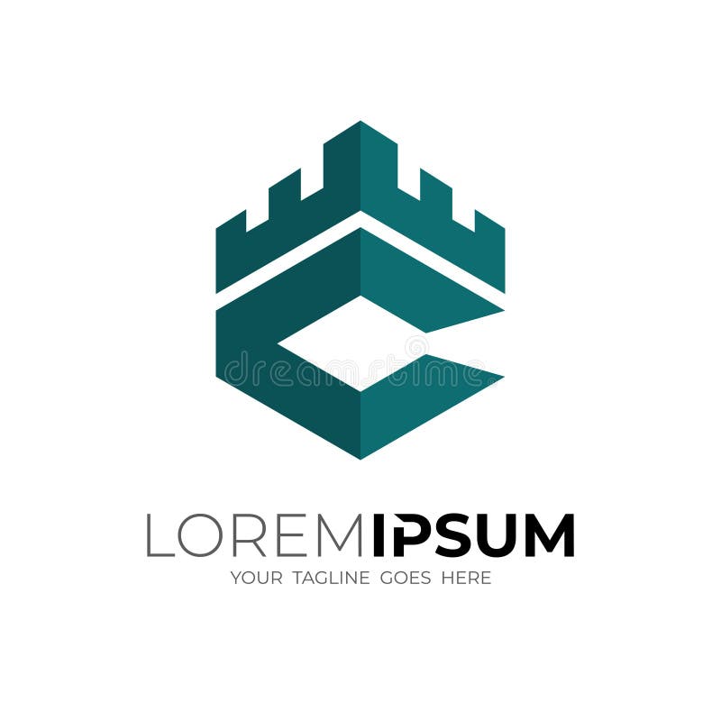 Simple Letter C Logo and Castle Design Illustration Stock Vector ...