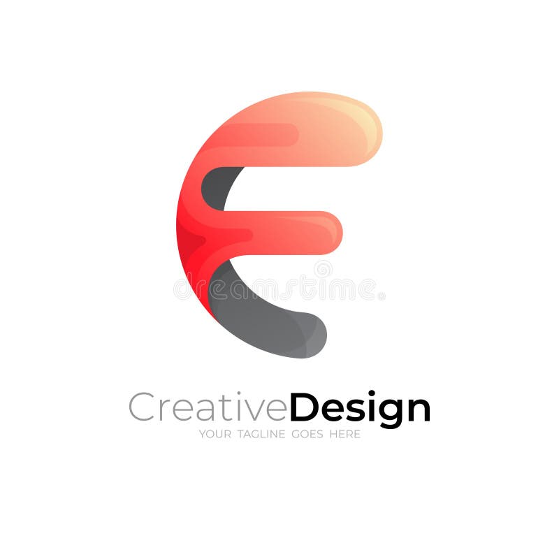 Simple Letter E Logo with 3d Colorful Design Stock Vector ...