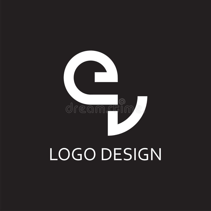 Simple Letter E V Monogram Logo Design Template Stock Illustration ...