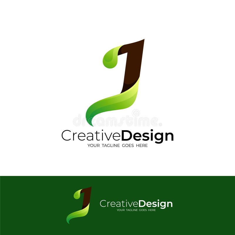 Simple Letter J Logo Template, 3d Colorful Design Stock Vector ...