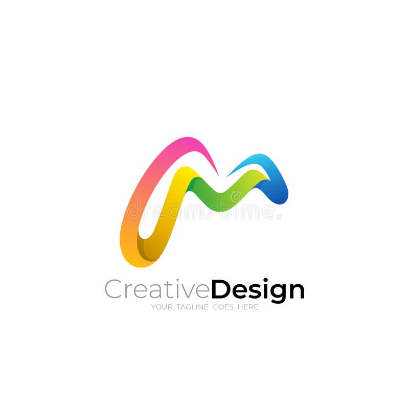Simple Letter M Logo Template, Colorful Design Stock Vector ...