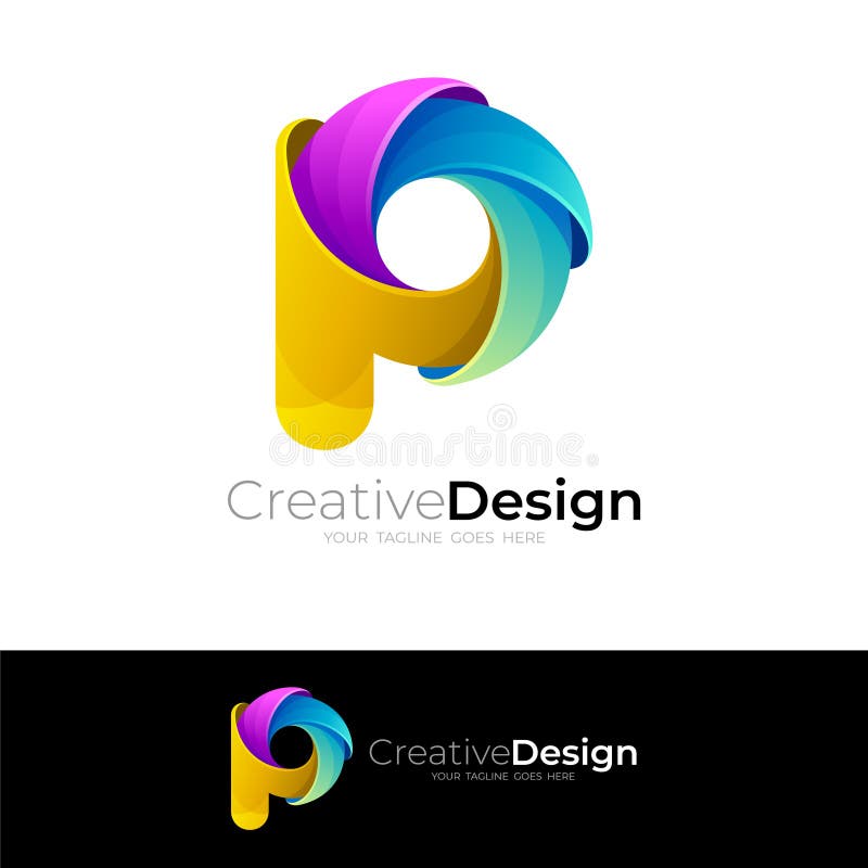 Simple Letter P Logo with Colorful Design Template Stock Vector ...