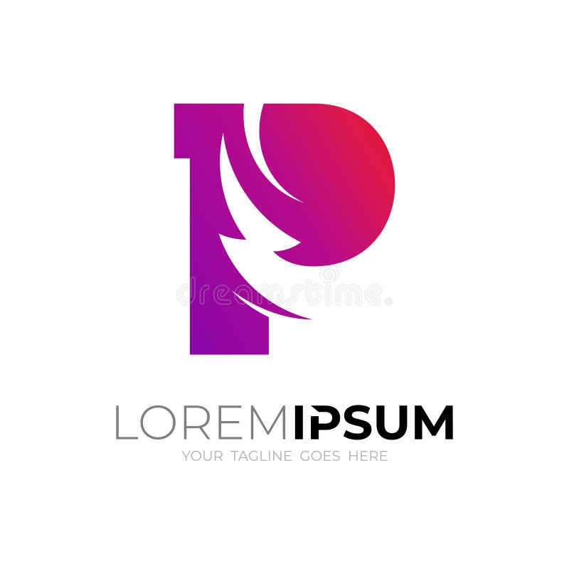 Simple Letter P Logo and Thunder Design Combination Stock Vector ...