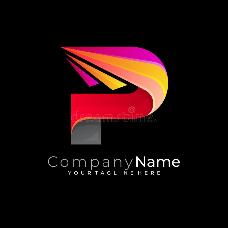 Simple Letter P Logos, 3d Colorful Design , Red Color Stock Vector ...
