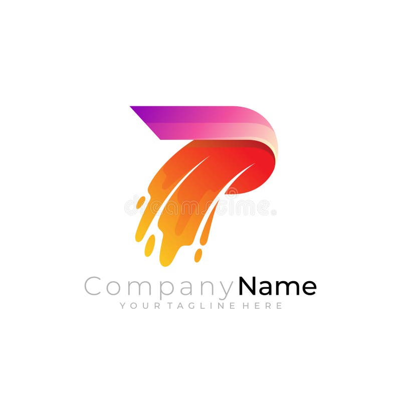 Simple Letter P Logos, 3d Colorful Design , Red Color Stock Vector ...