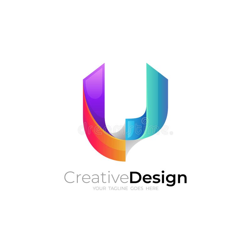 Simple Letter U Logo Vector, 3d Colorful Style, U Stock Vector ...