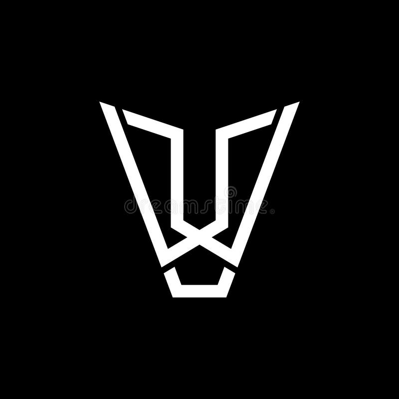 Letter V Lion with Line Style Logo Design Stock Vector - Illustration ...