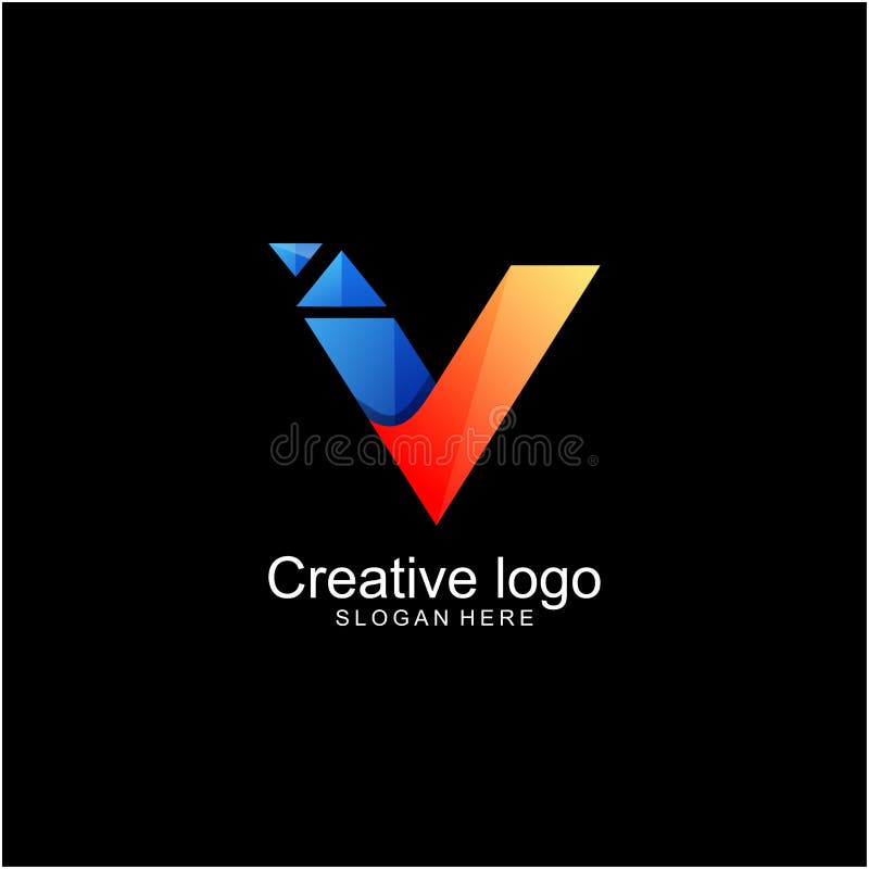 Simple V Logo with Technology Design Colorful Stock Vector ...