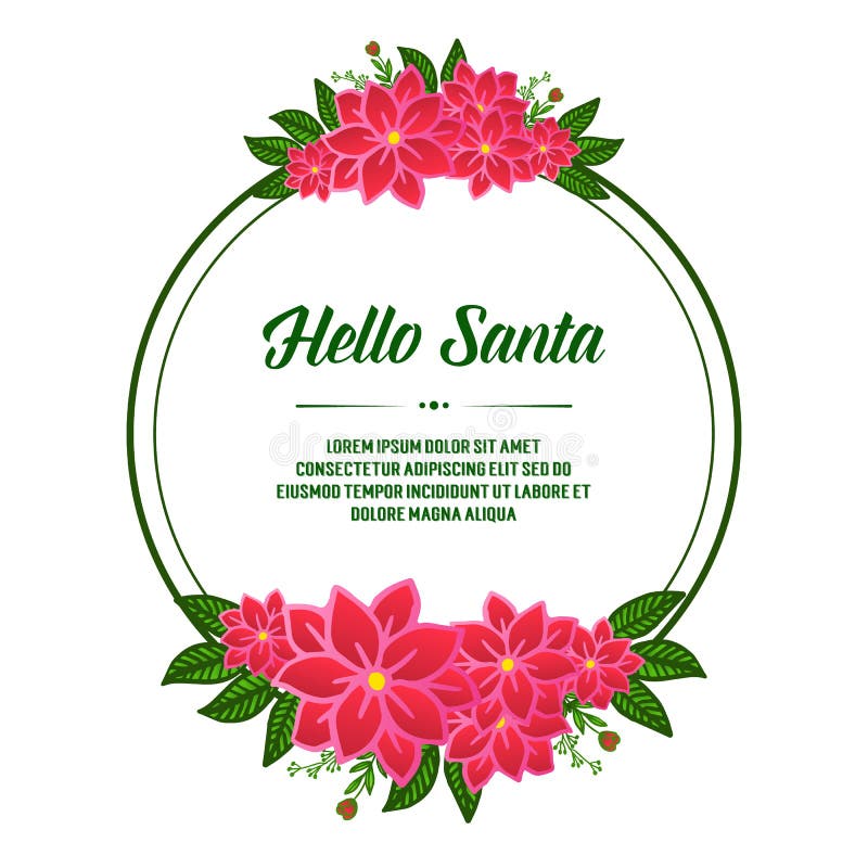 Simple Lettering Hello Santa, with Graphic Design of Red Wreath Frame ...