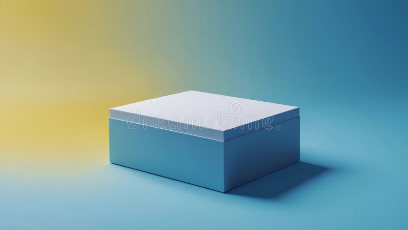 A Simple, Light Blue Box with a White Lid Sits on a Gradient Background ...