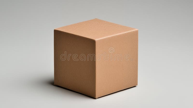 A Simple, Light Brown Cube Box Sits on a Neutral Background, Ideal for ...