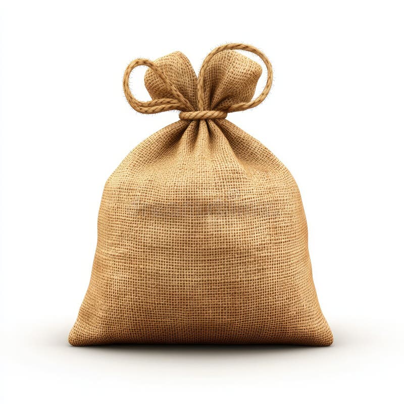 Closed Burlap Sack Tied with Rope, Isolated on White Background Stock ...