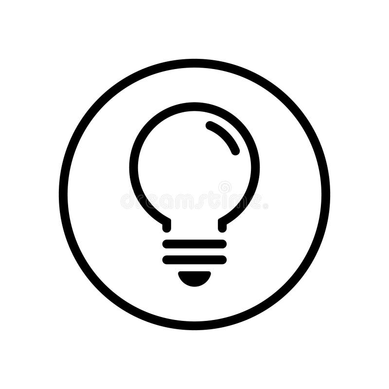 Simple Light Bulb Outline Icon on Circle Line. Lamp Insight Sign Symbol ...
